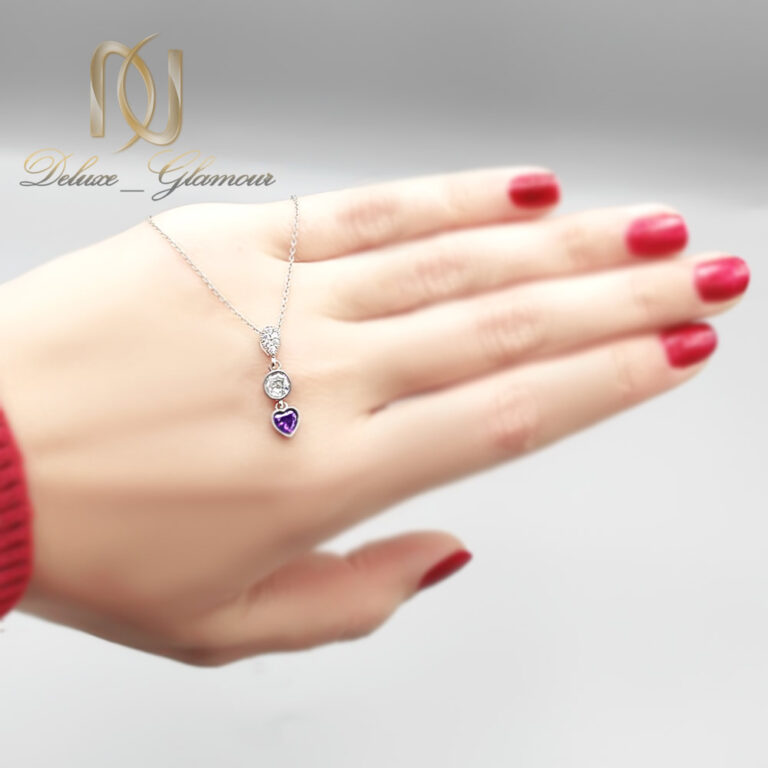 خرید گردنبند نقره زنانه نگین بنفش Ne N183